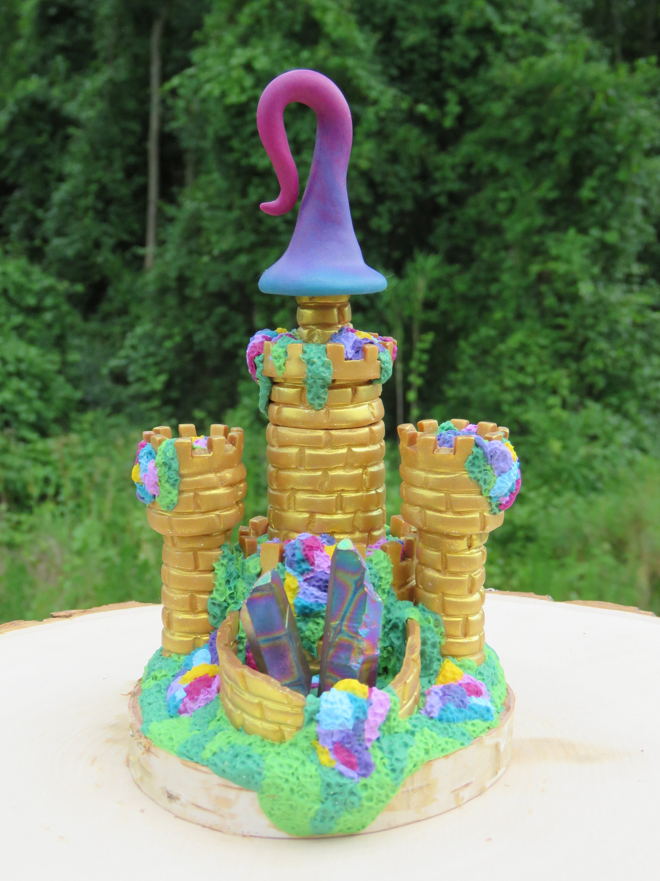 Charming Miniature Fantasy Castle With Rainbow Crystals Tiny Rainbow ...