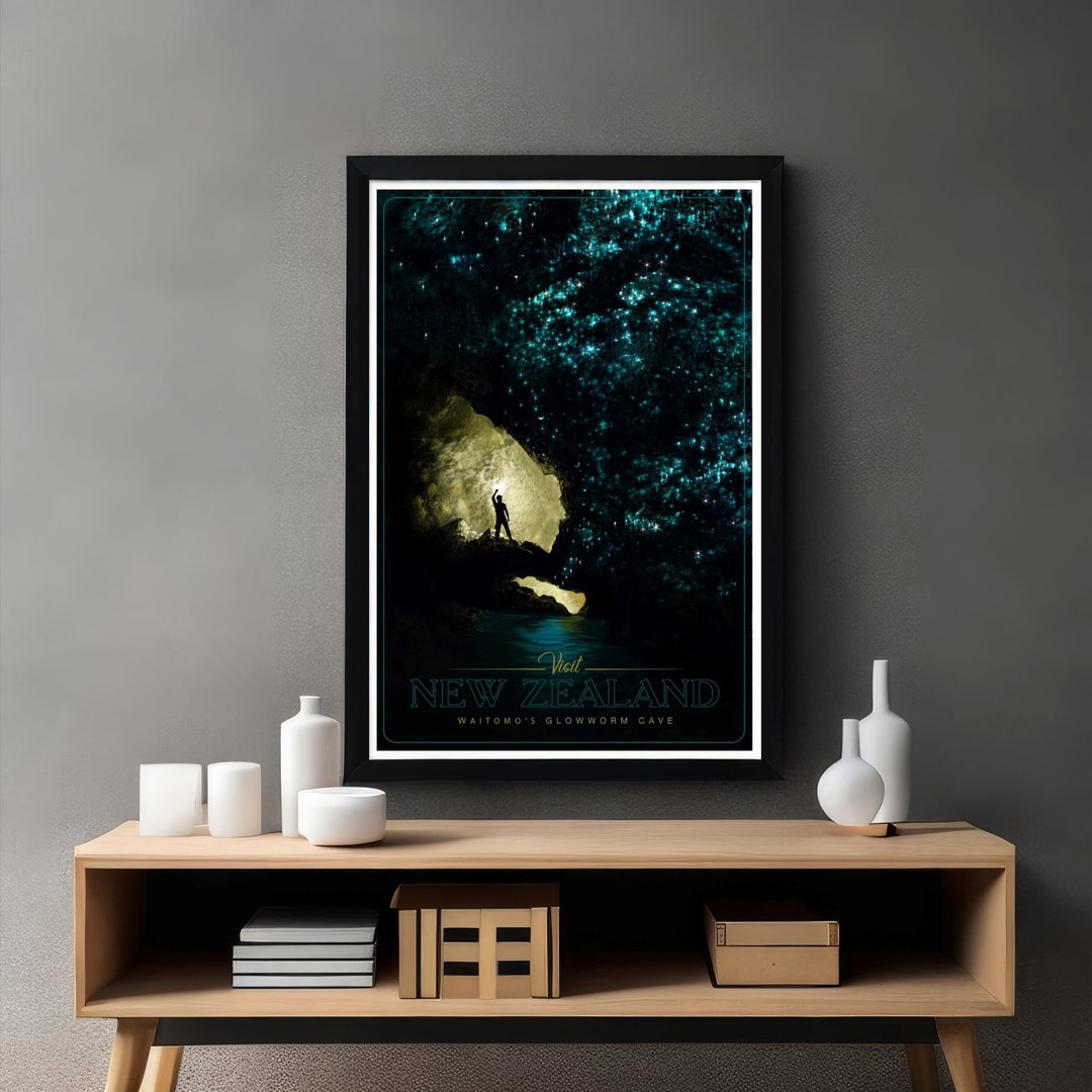 Glow Worm Cave Poster, New Zealand Poster, New Zealand Print ...