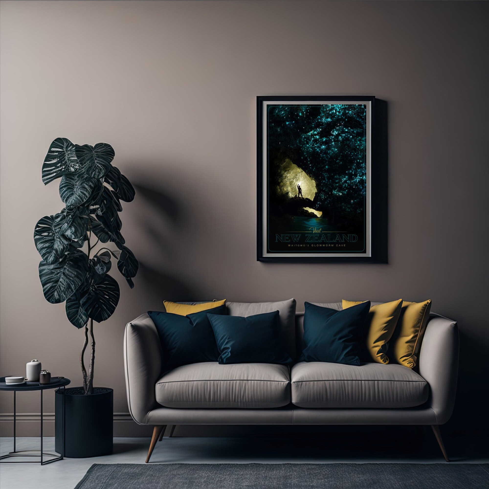 Glow Worm Cave Poster, New Zealand Poster, New Zealand Print ...