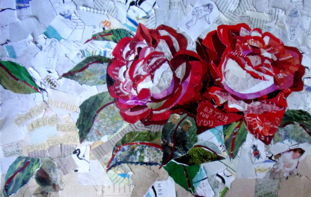 Pink Roses, Original Collage Painting on Paper - Etsy