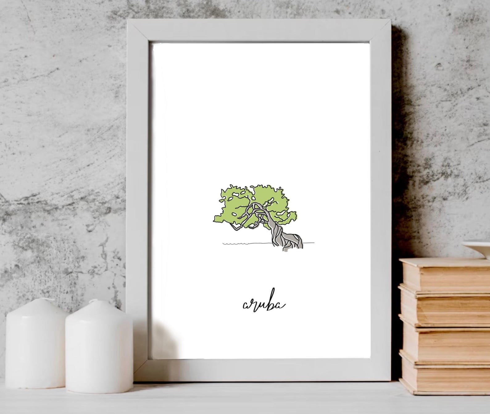 Aruba Art Print Divi Divi Tree Art Print Travel Caribbean Gift ...
