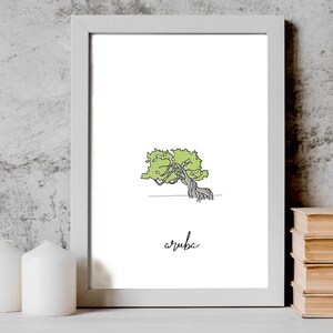 Aruba Art Print Divi Divi Tree Art Print Travel Caribbean Gift ...