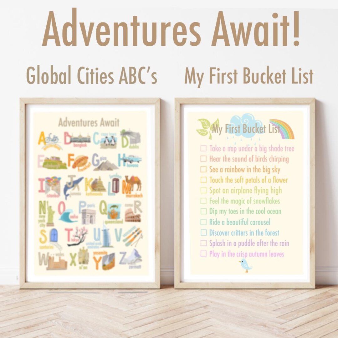 Nursery ABC Poster + Baby's First Bucket List | Printable Nursery Wall ...