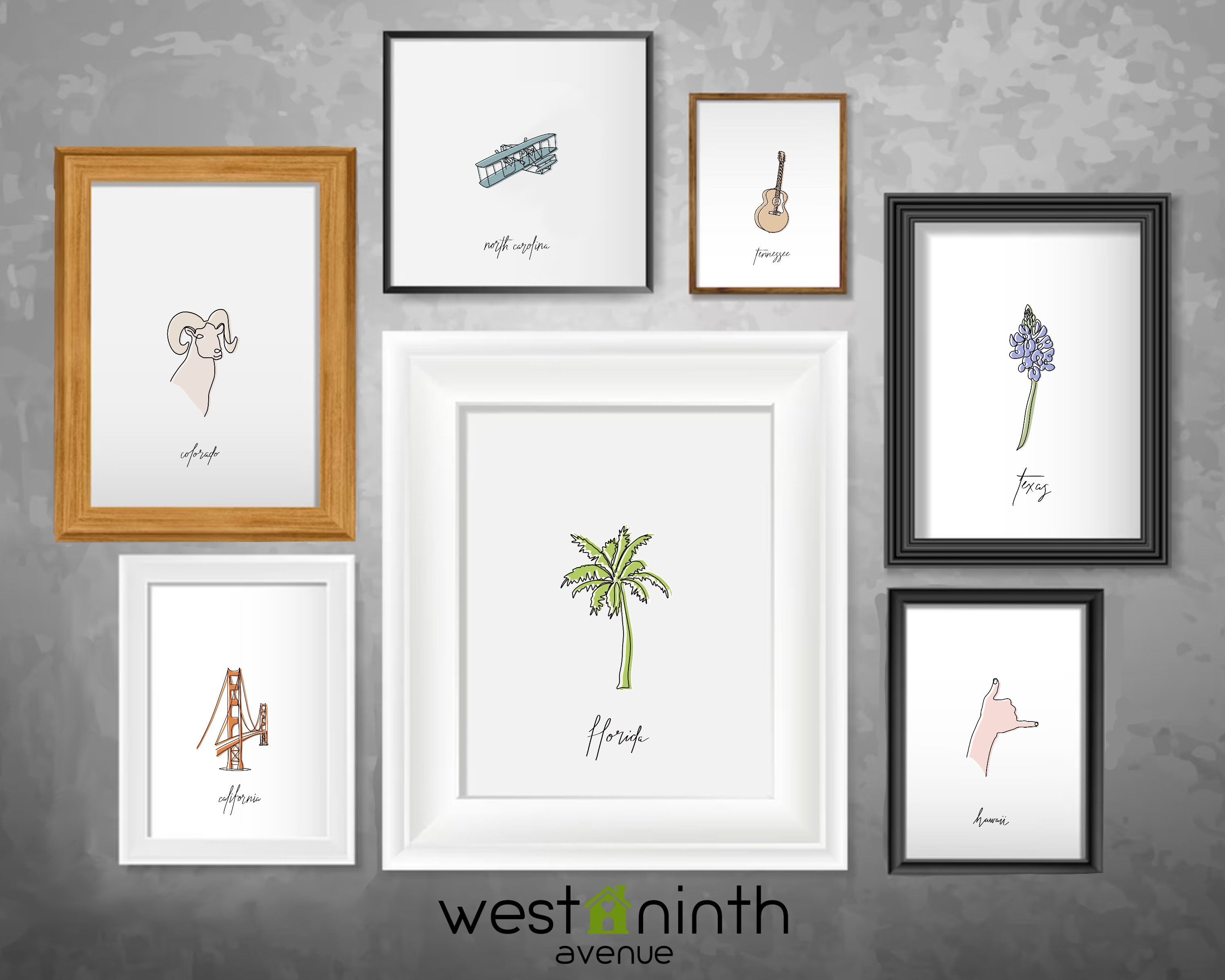 Palm Tree Wall Art Florida Art Print Florida Line Art Minimalist Palm ...