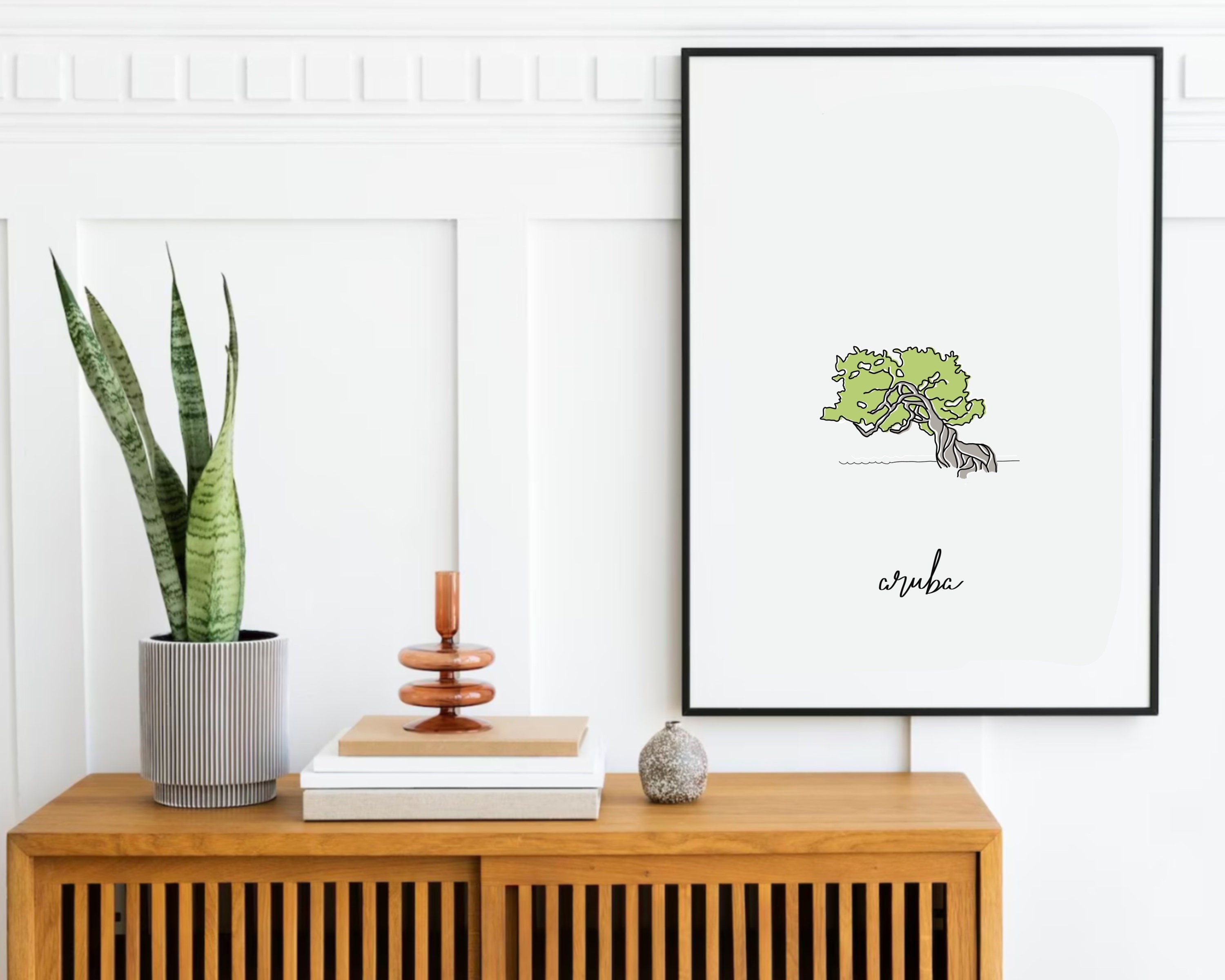 Aruba Art Print Divi Divi Tree Art Print Travel Caribbean Gift ...