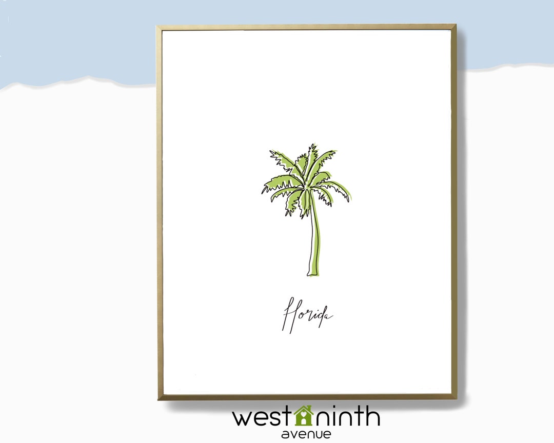 Palm Tree Wall Art Florida Art Print Florida Line Art - Etsy