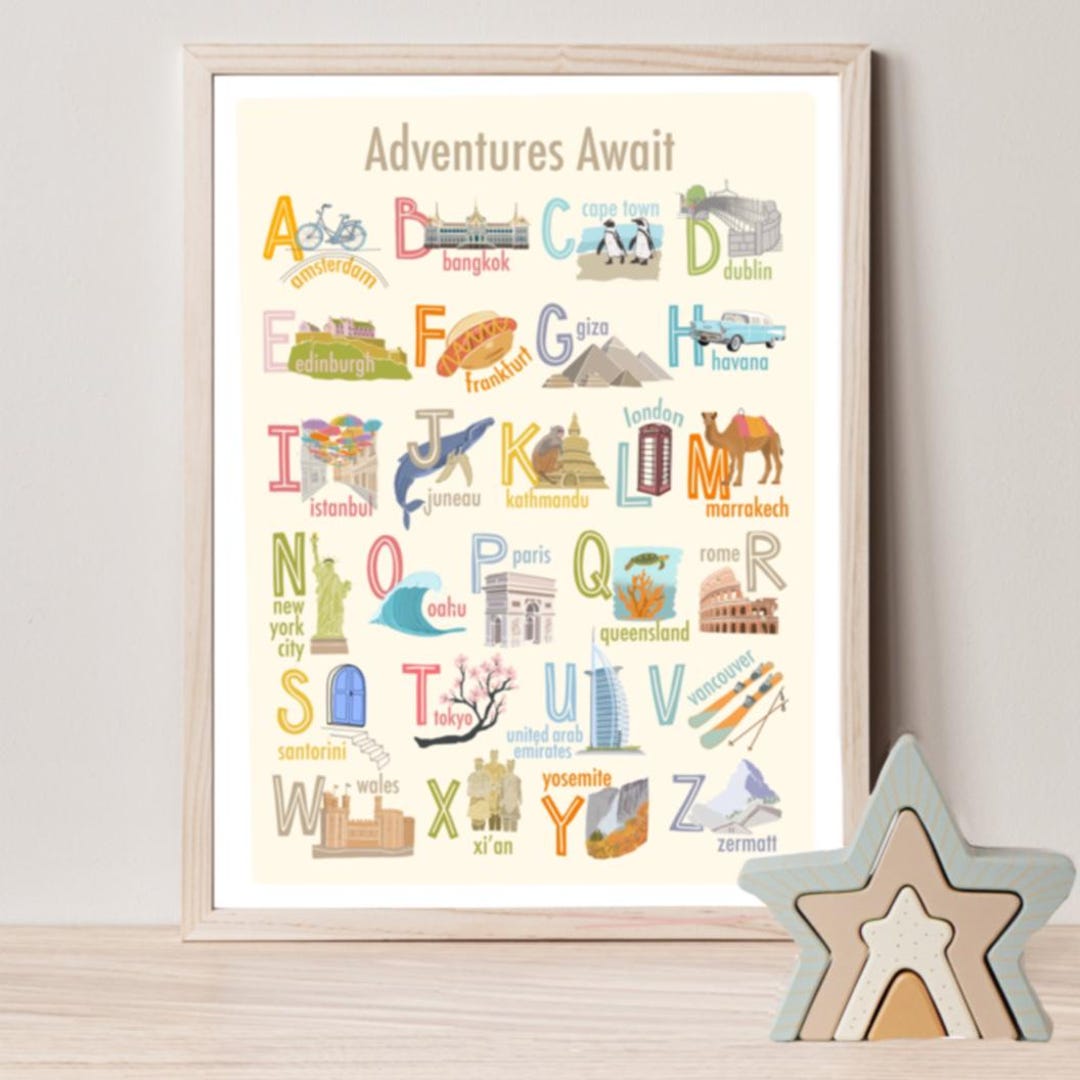 Printable Alphabet Poster World Traveler Theme Global Cities A-Z Poster ...