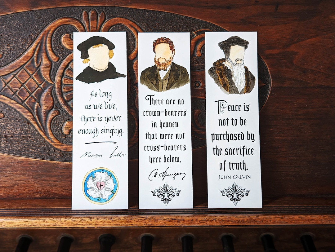 Reformed Theologians Set of 3 Bookmarks (calvin, Luther & Spurgeon) - Etsy