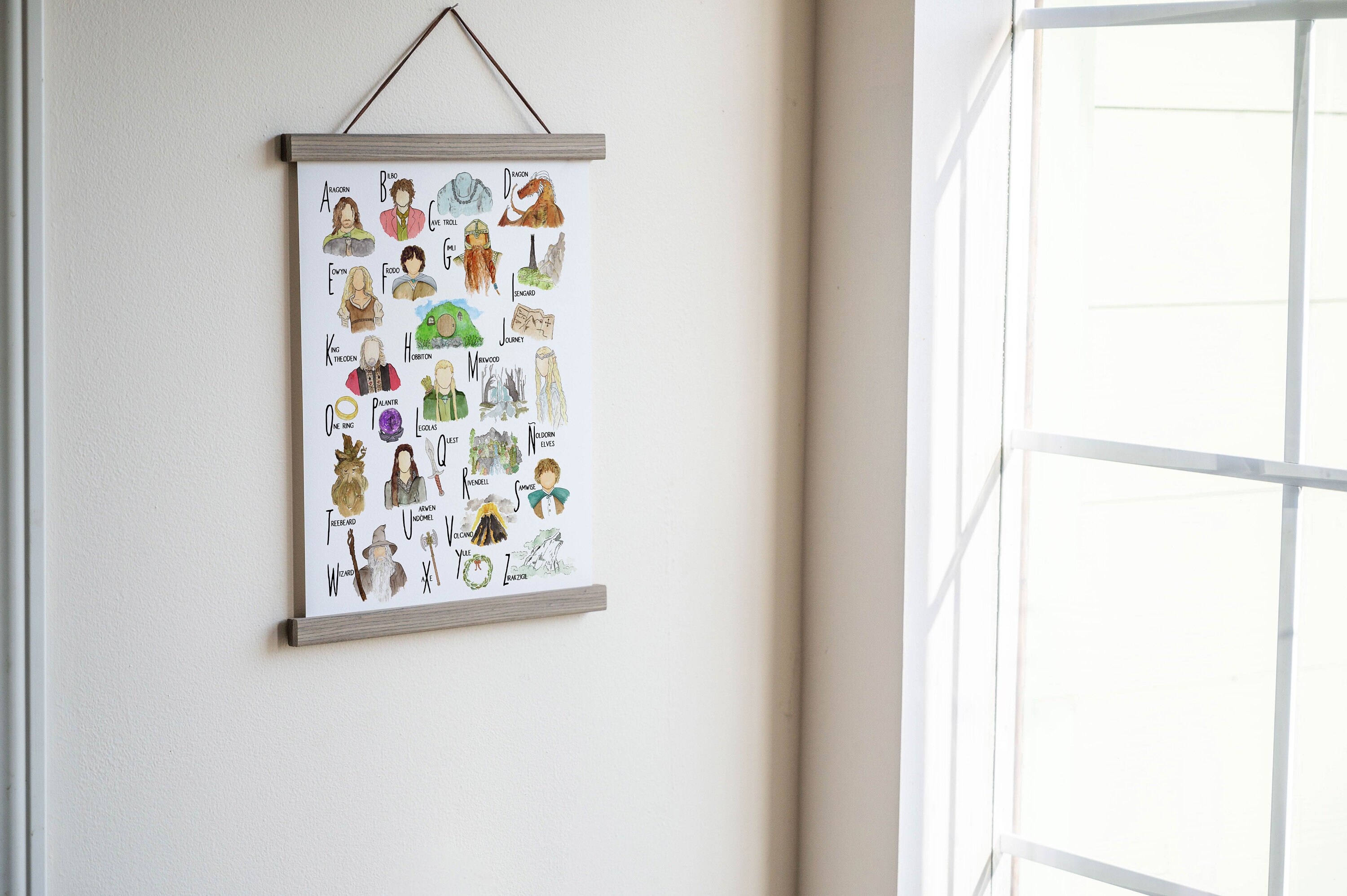 Middle-earth A-Z Watercolor Poster the Hobbit the Lord of - Etsy