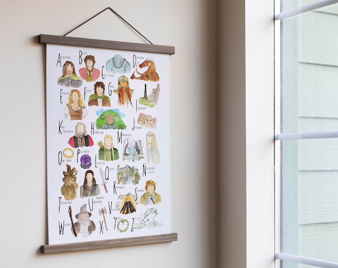 Middle-earth A-Z Watercolor Poster (the Hobbit + the Lord of the Rings ...