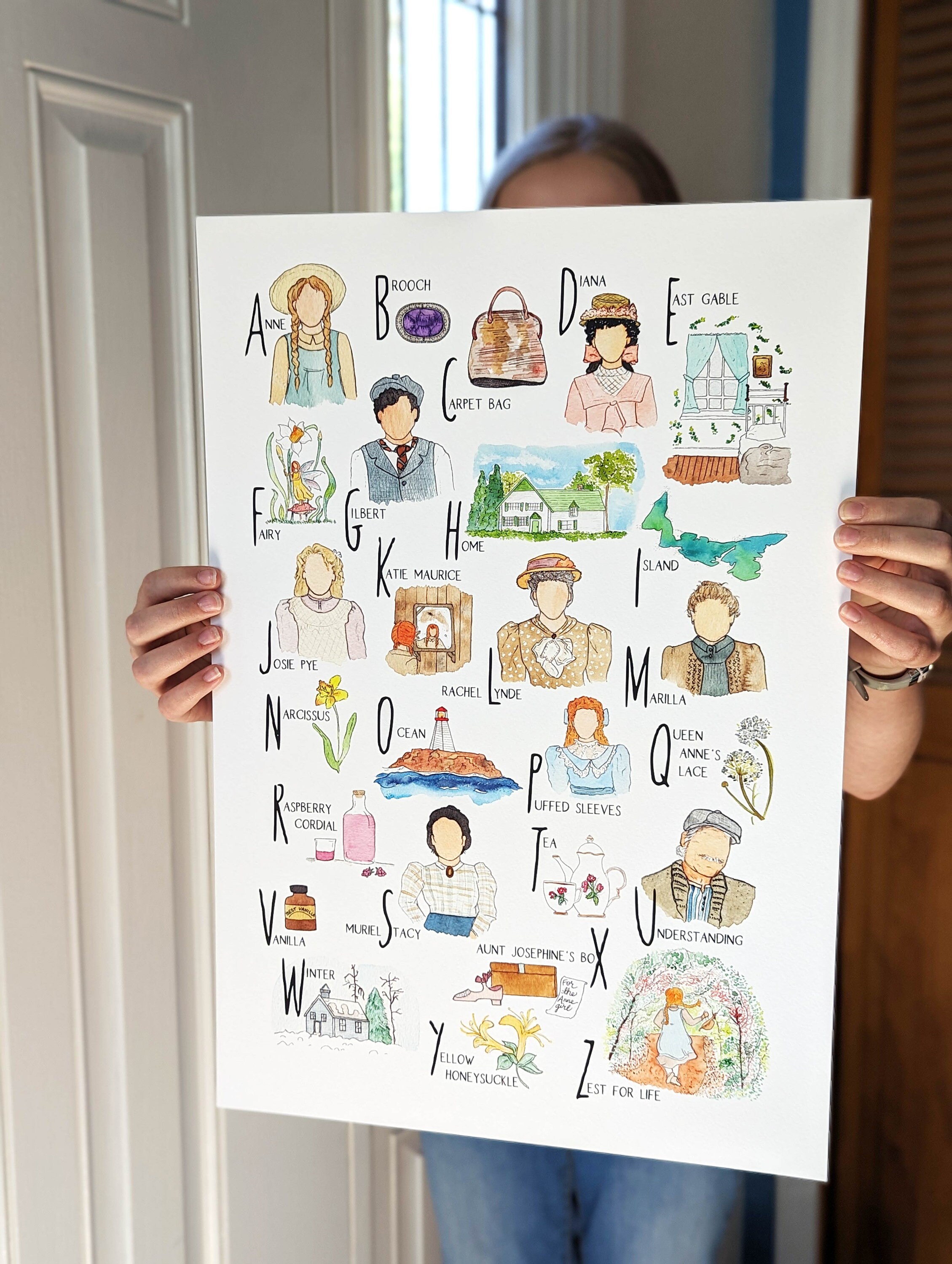 Anne of Green Gables Watercolor Alphabet Poster (L. M. Montgomery) - Etsy