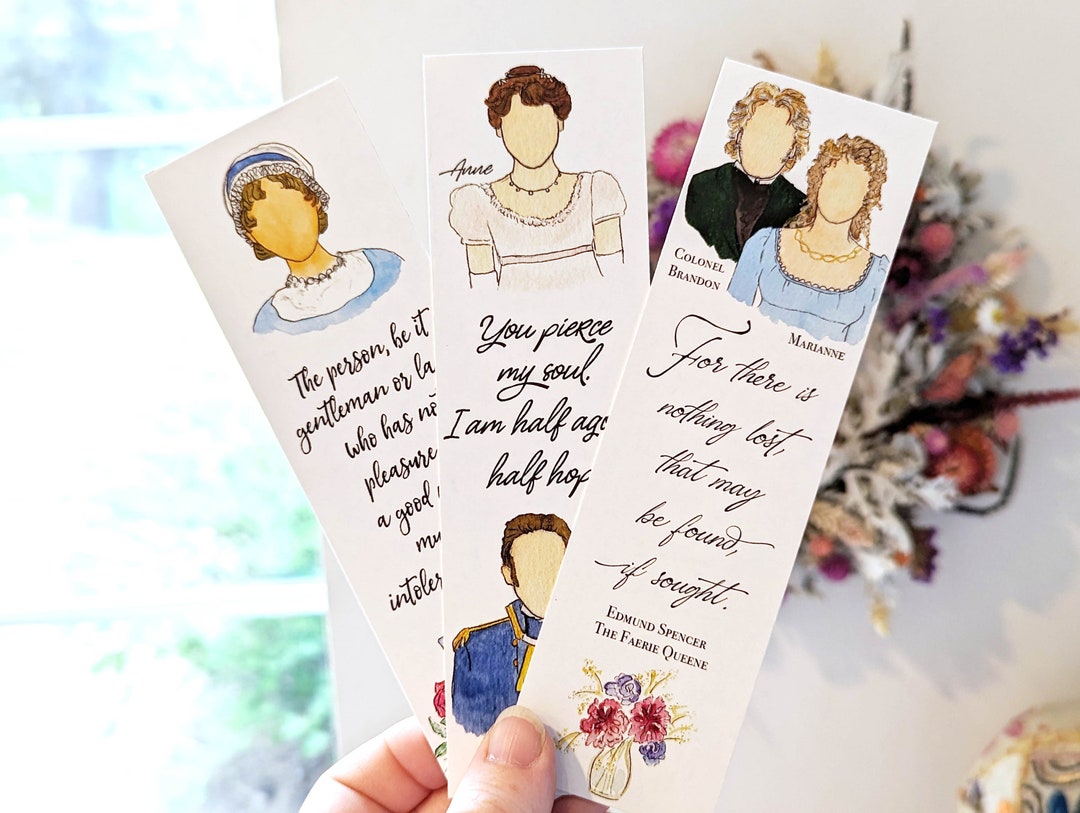 Jane Austen Set of 3 Bookmarks (persuasion, Sense & Sensibility) - Etsy