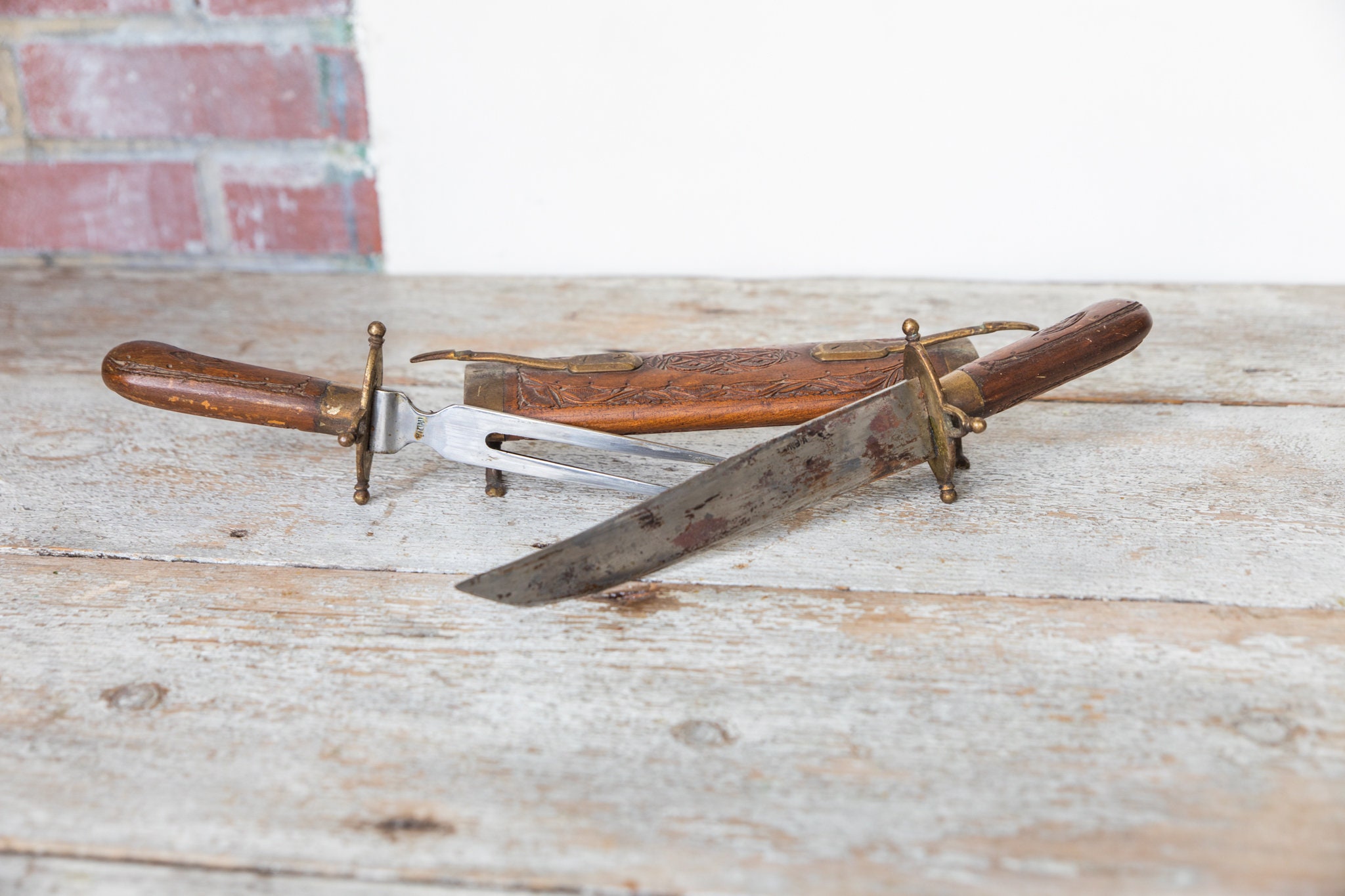 Vintage Hand Carved Wood Indian Carving Set - Etsy