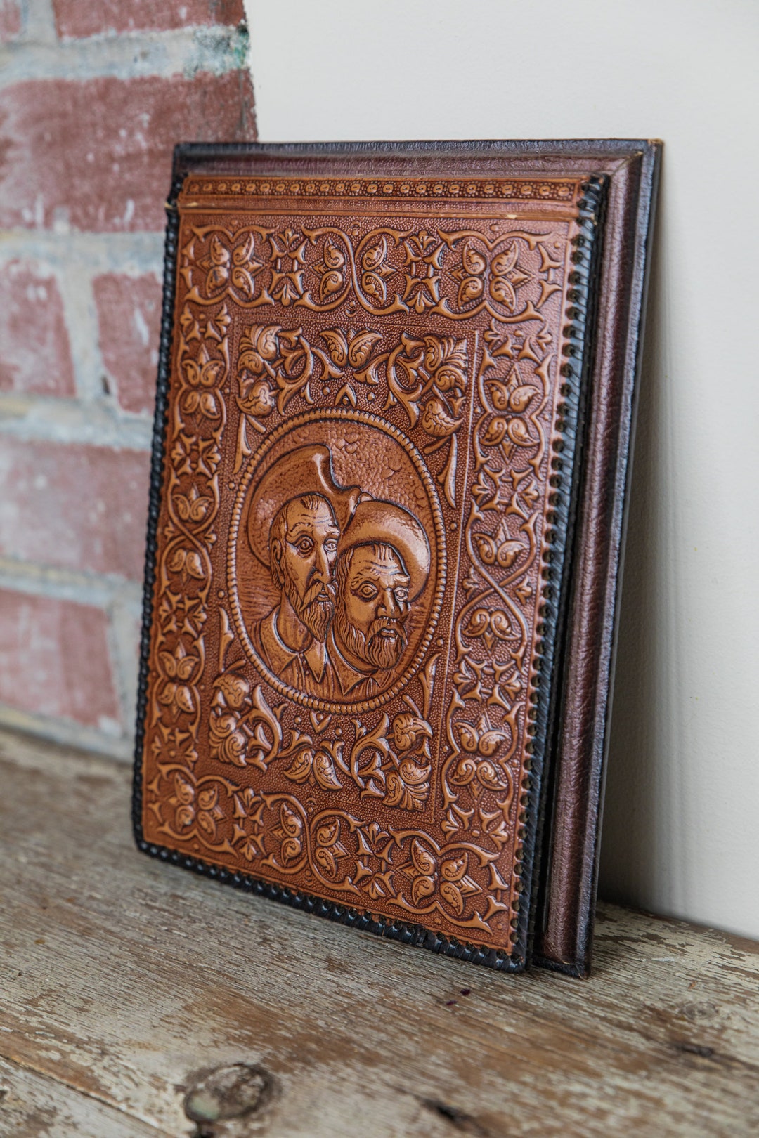 Vintage Filigree Tooled Leather Notebook Note Pad Desk Journal - Etsy