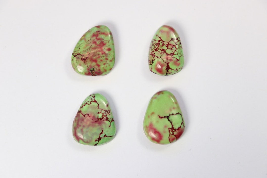Gemstone, Green, Tear Drop Shaped, Pink, Small Cabochon, Metalsmith ...