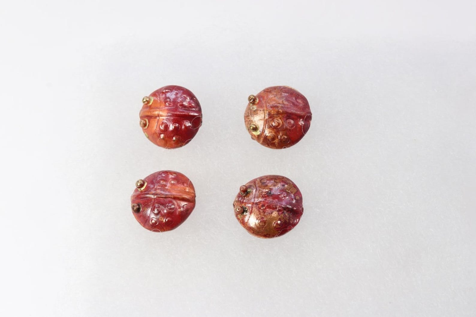 Ladybug Copper Bead, Ladybug Bead, Handmade Copper, Geometric, Dual ...