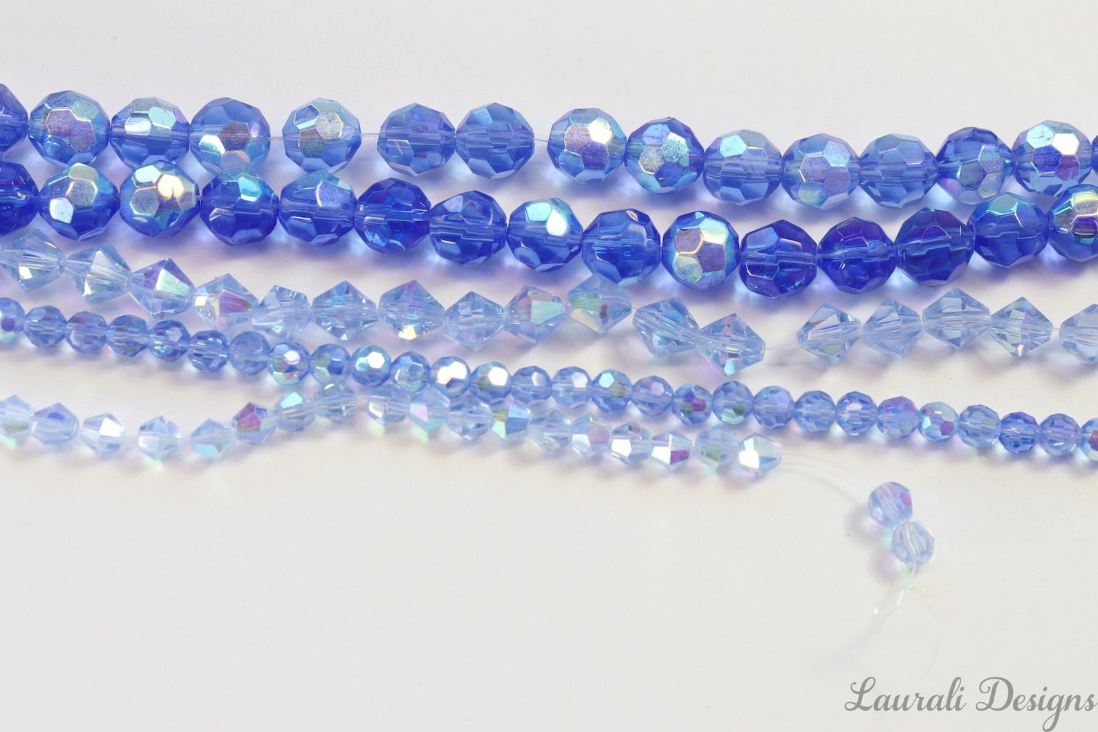 Shades of Blue Crystal Beads Faceted Round Beads Glass | Etsy