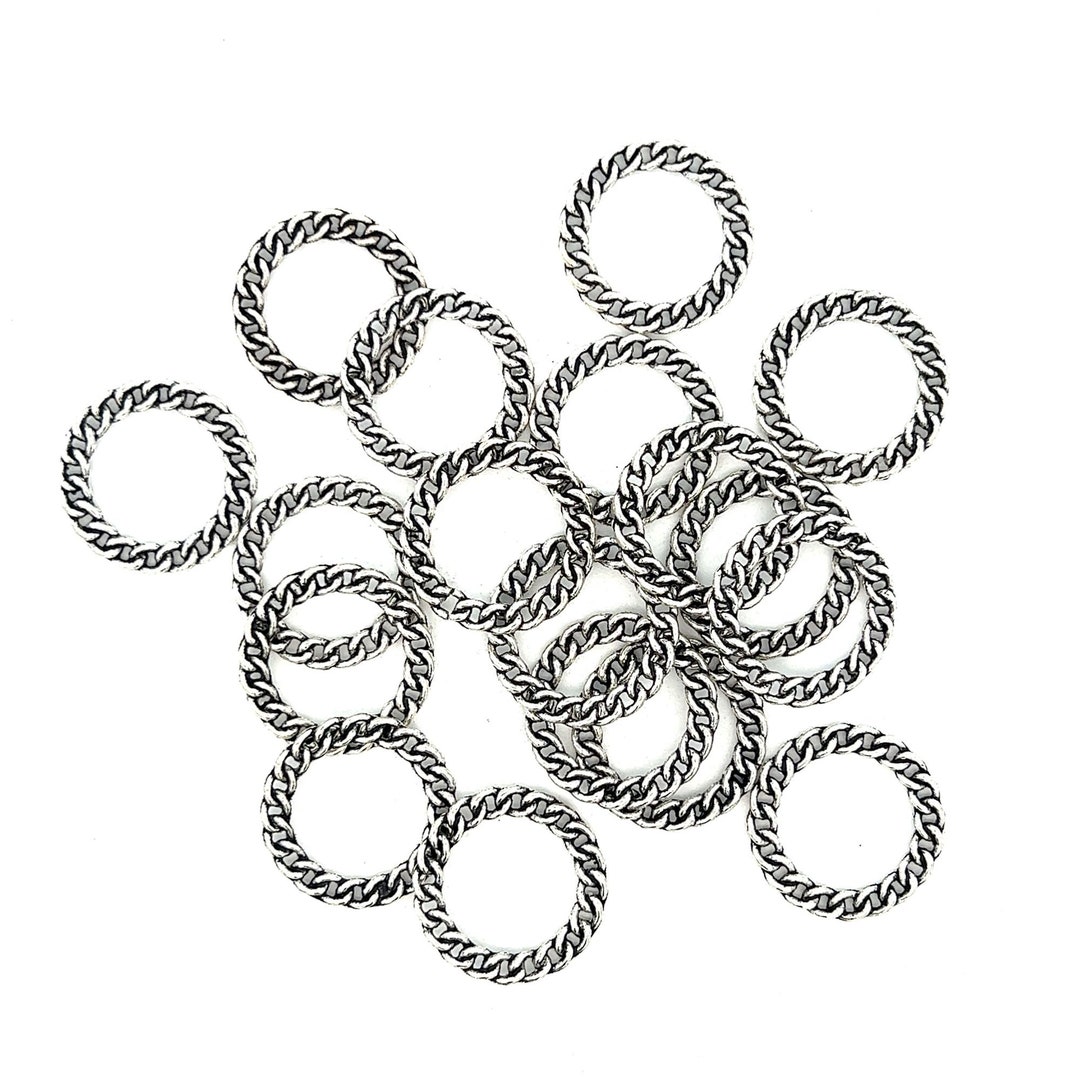 Round Chain Link Pewter Bead, Silver Ring, Wholesale Lot, Connector ...