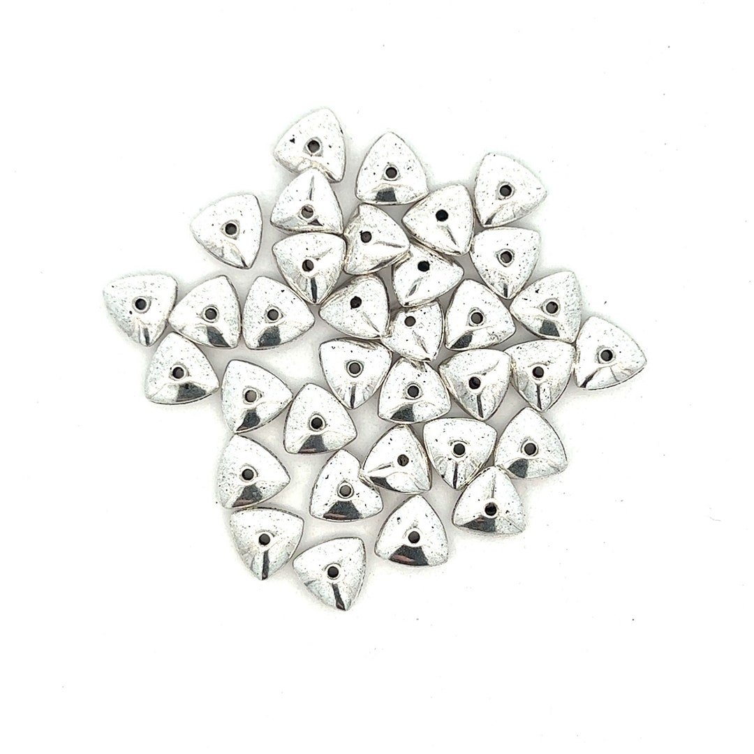 Triangle Shape Pewter Bead, 3D Design, Small Spacer Bead, Wholesale Lot ...