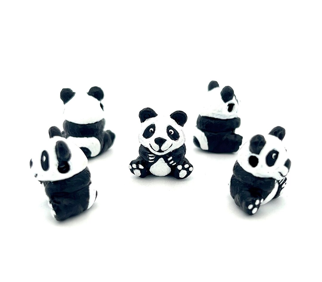 Large or Small Qty 5 Panda Bear Peruvian Ceramic Hand Painted Beads ...