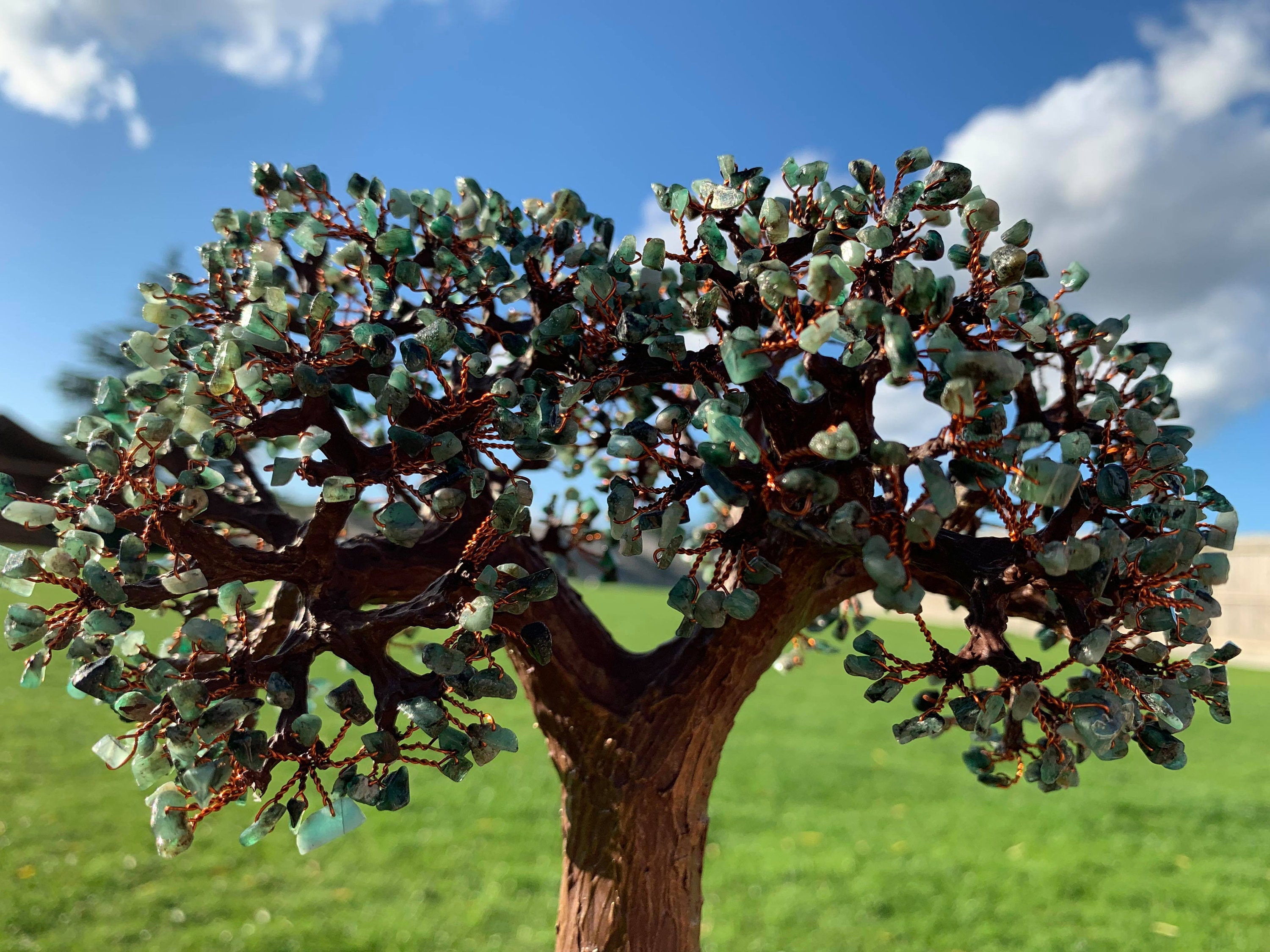Gemstones Emerald Tree Green Tree Wire Tree Sculpture - Etsy
