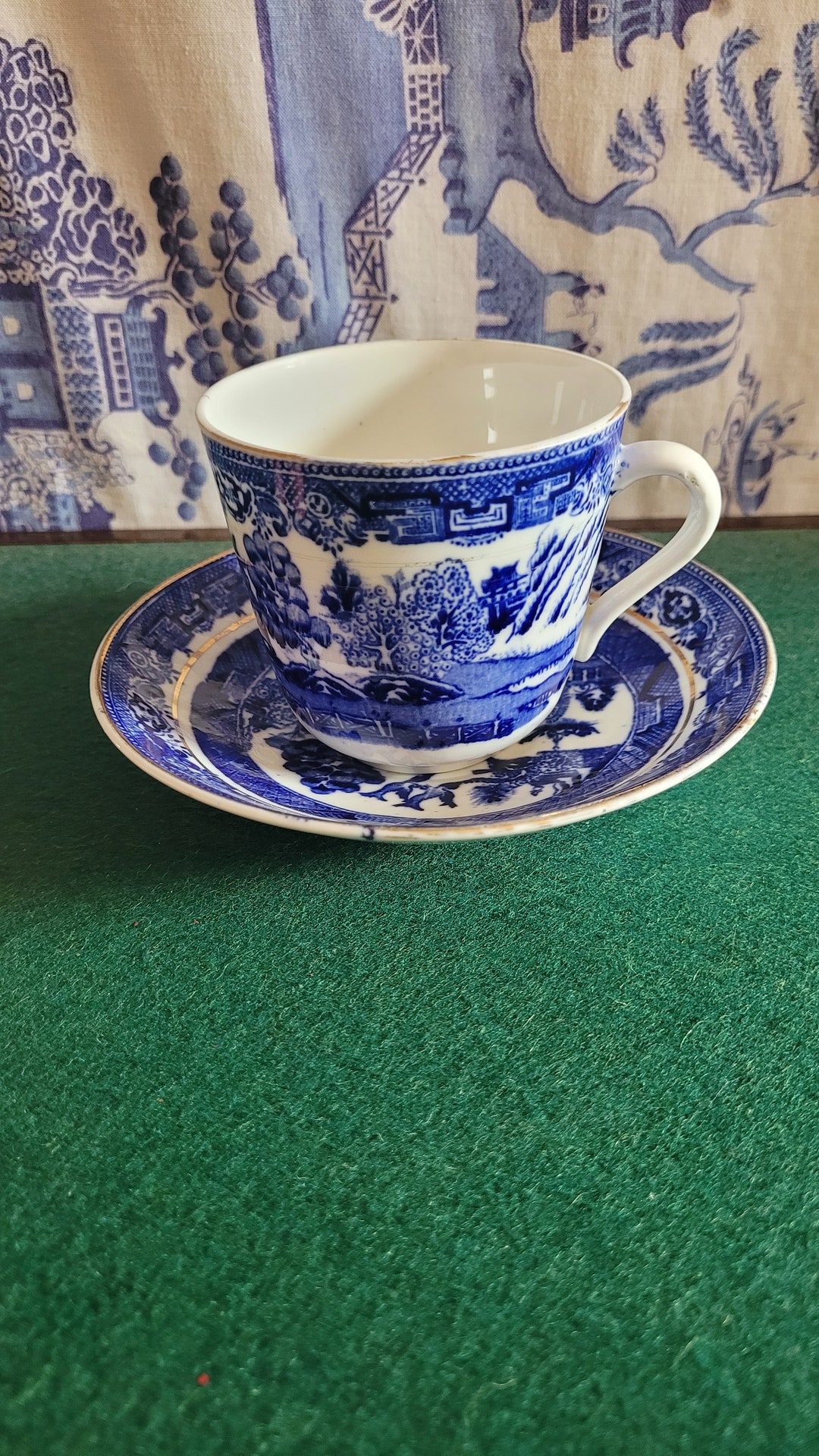Gorgeous Antique Flow Blue Willow Pattern Teacup and Saucer - Etsy