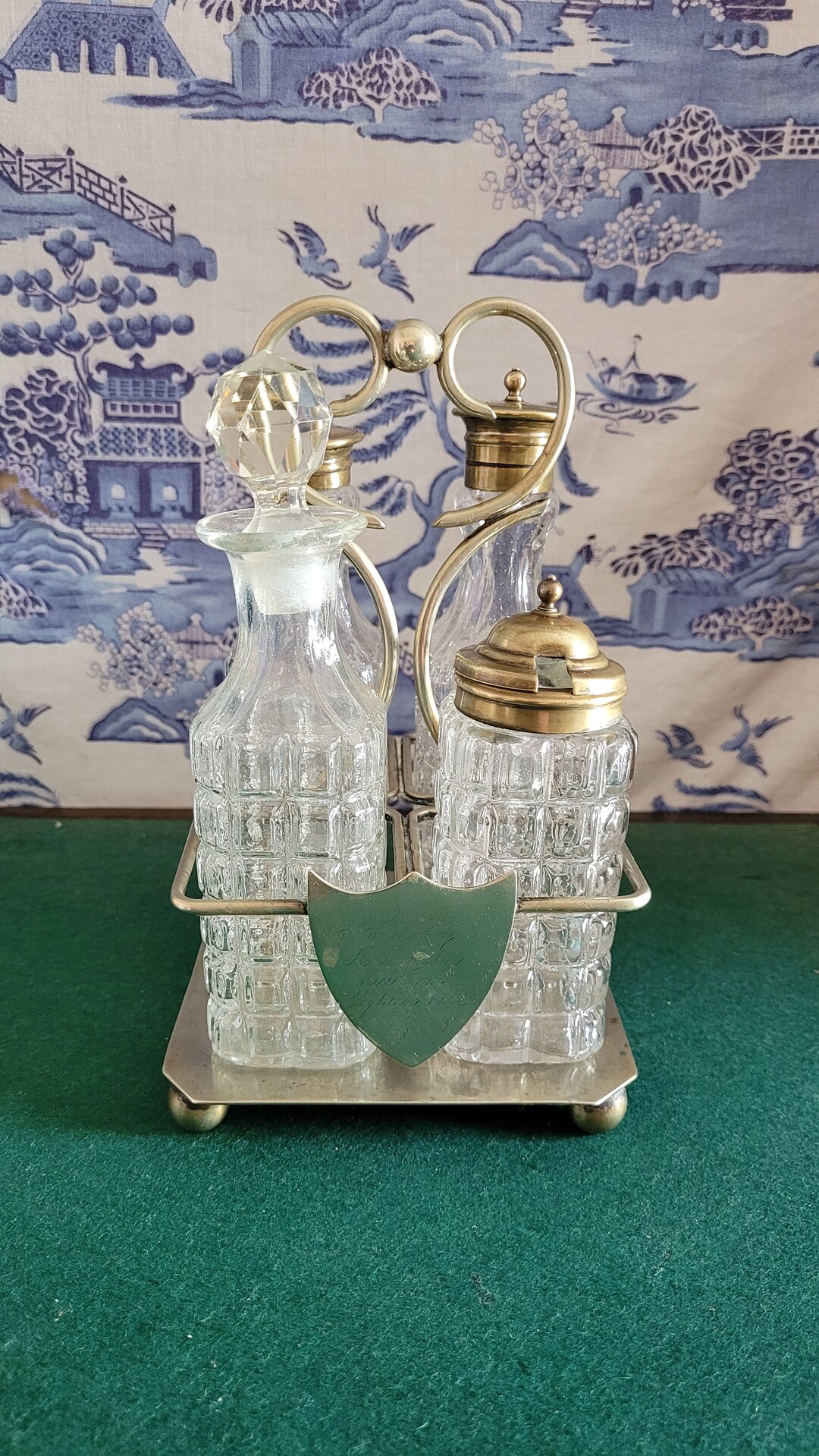 Beautiful Antique Edwardian Table Cruet Set With a Shield Cartouche - Etsy