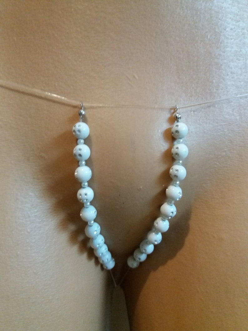 White Pearls G String/ Micro G String/ Crotchless Panties/ - Etsy