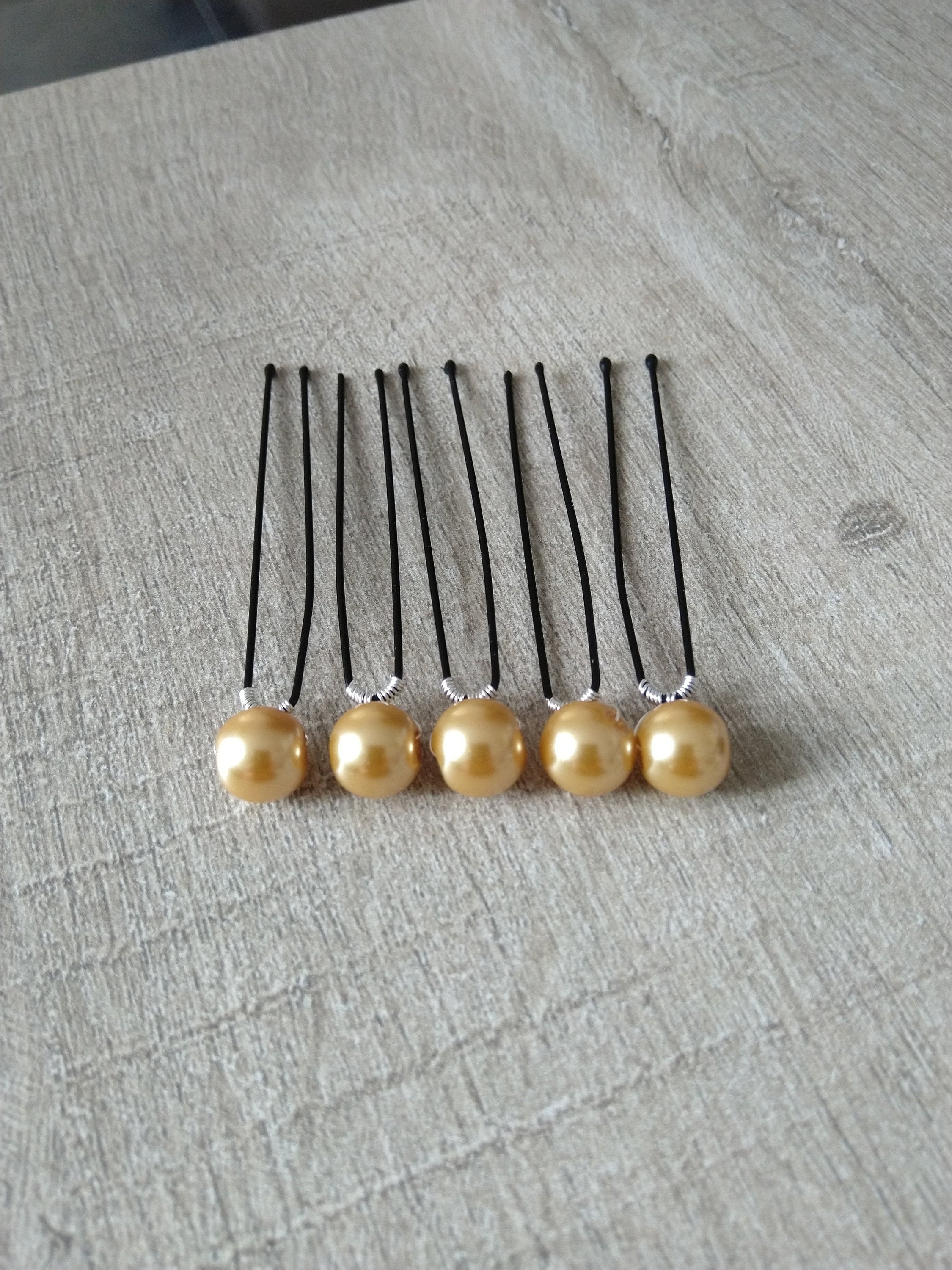 5 Wedding Bun Pins Pearl Gold Pearl Accessories Wedding | Etsy