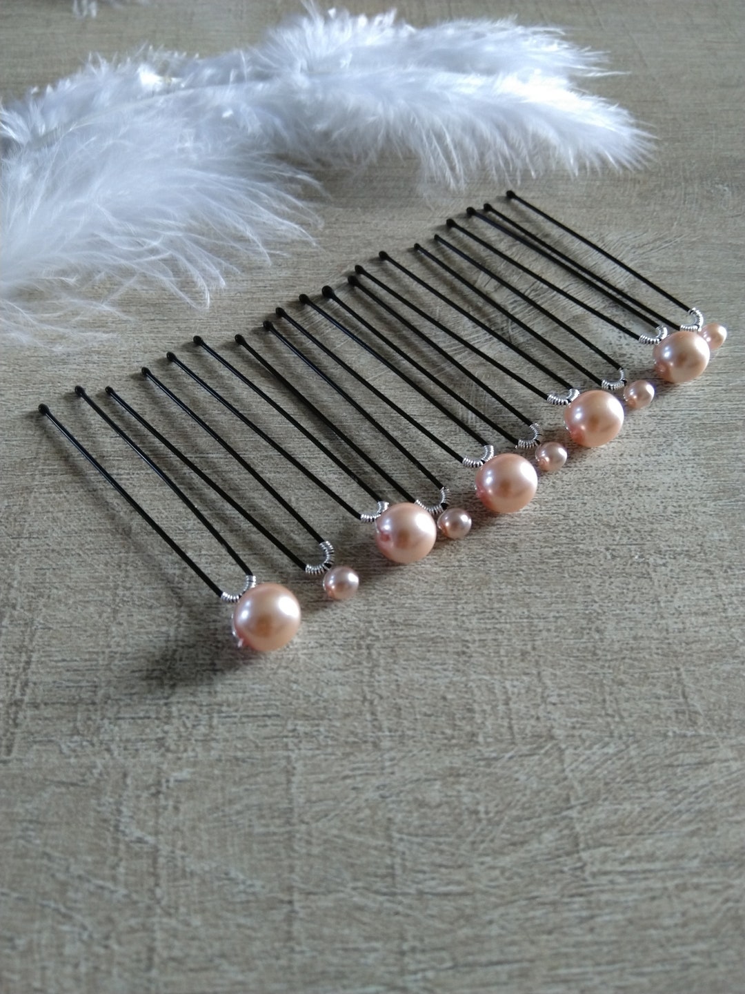 10 Powder Pink Pearly Pearl Bun Pins Boho Wedding Bridal Hair ...