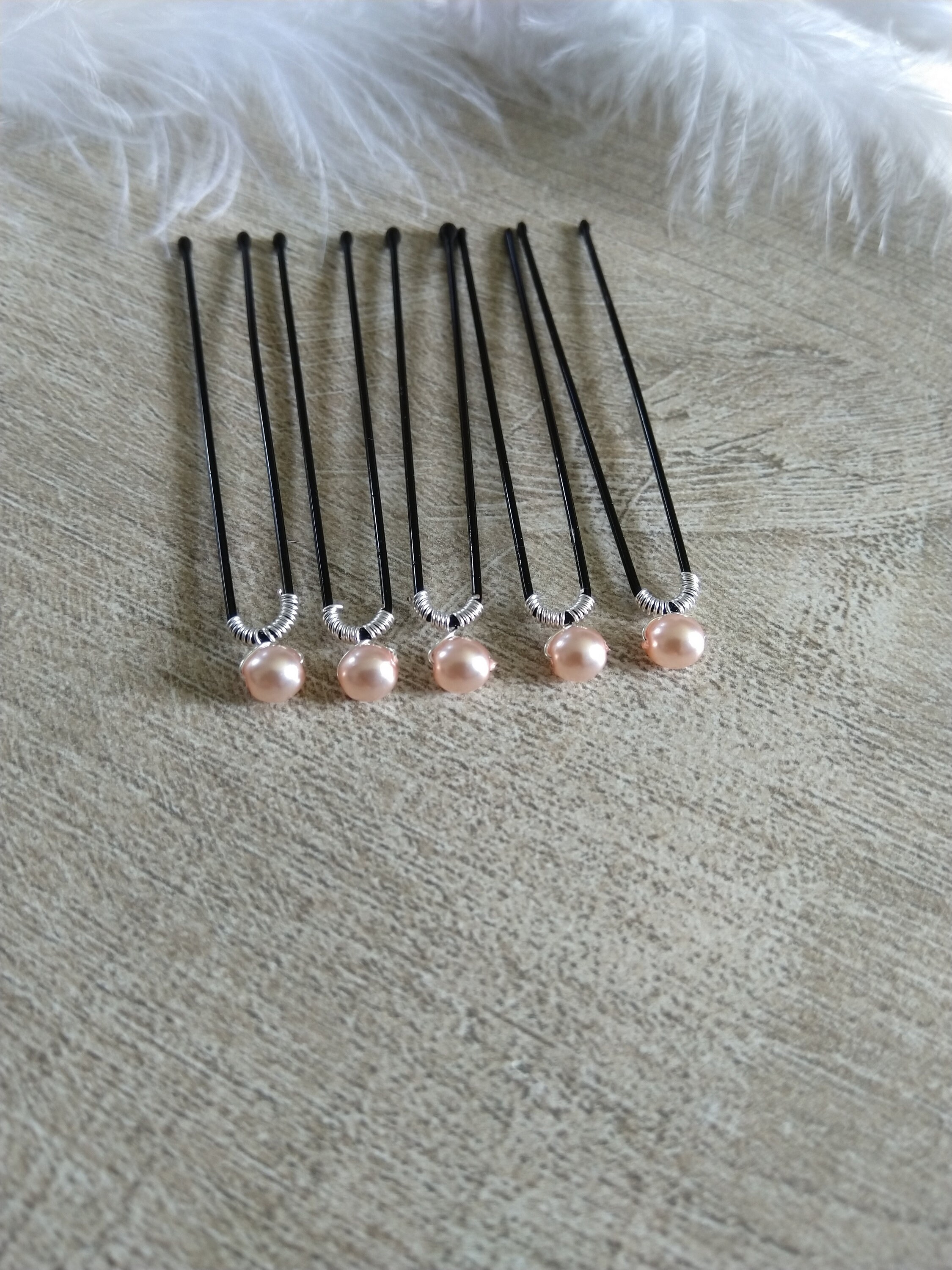 5 Wedding bun pins Pearl Pearl powder pink accessories wedding | Etsy