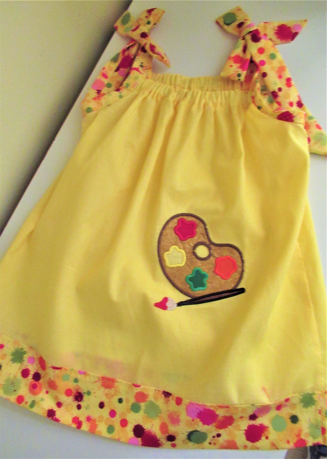 Sundress for Girls - With Artist Pallet Applique and Contrasting Band ...