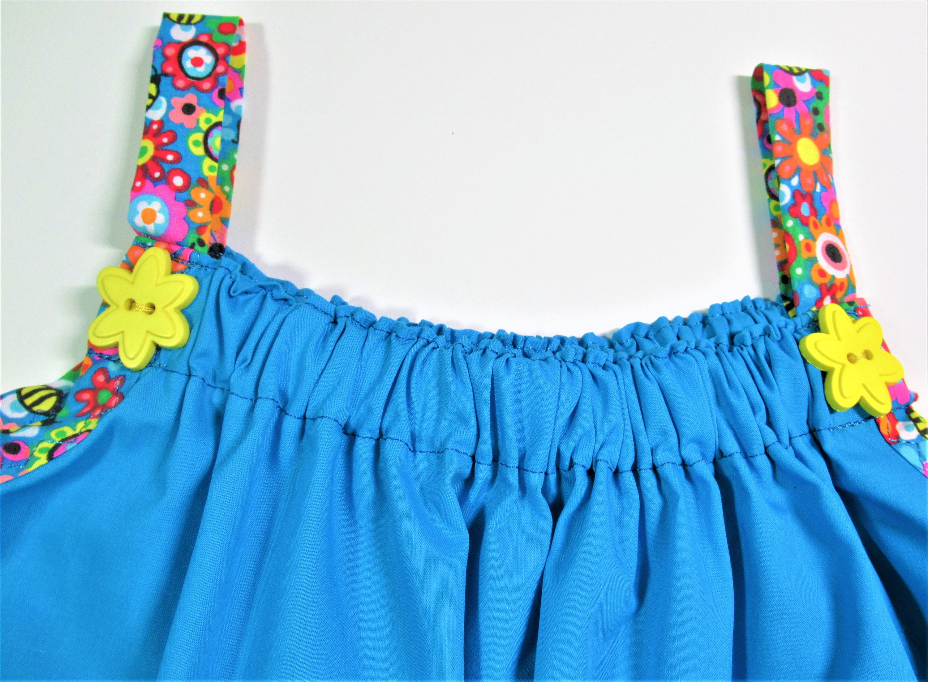 Sun Dress for Girls Sundress/ Bumblebee Applique on Aqua Fabric With ...