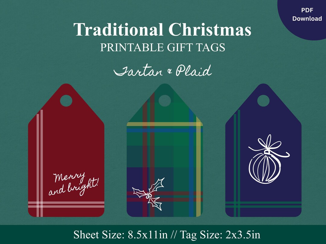 Plaid Christmas Gift Tags: Printable Holiday Tartan (PDF) - Etsy