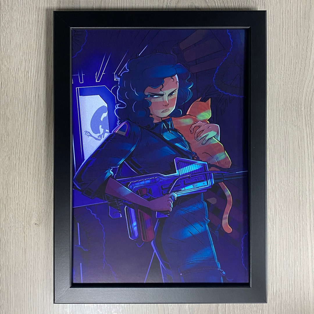 Framed Alien, Ripley and Jonesy Movie Art. 1979 Science Fiction Horror ...