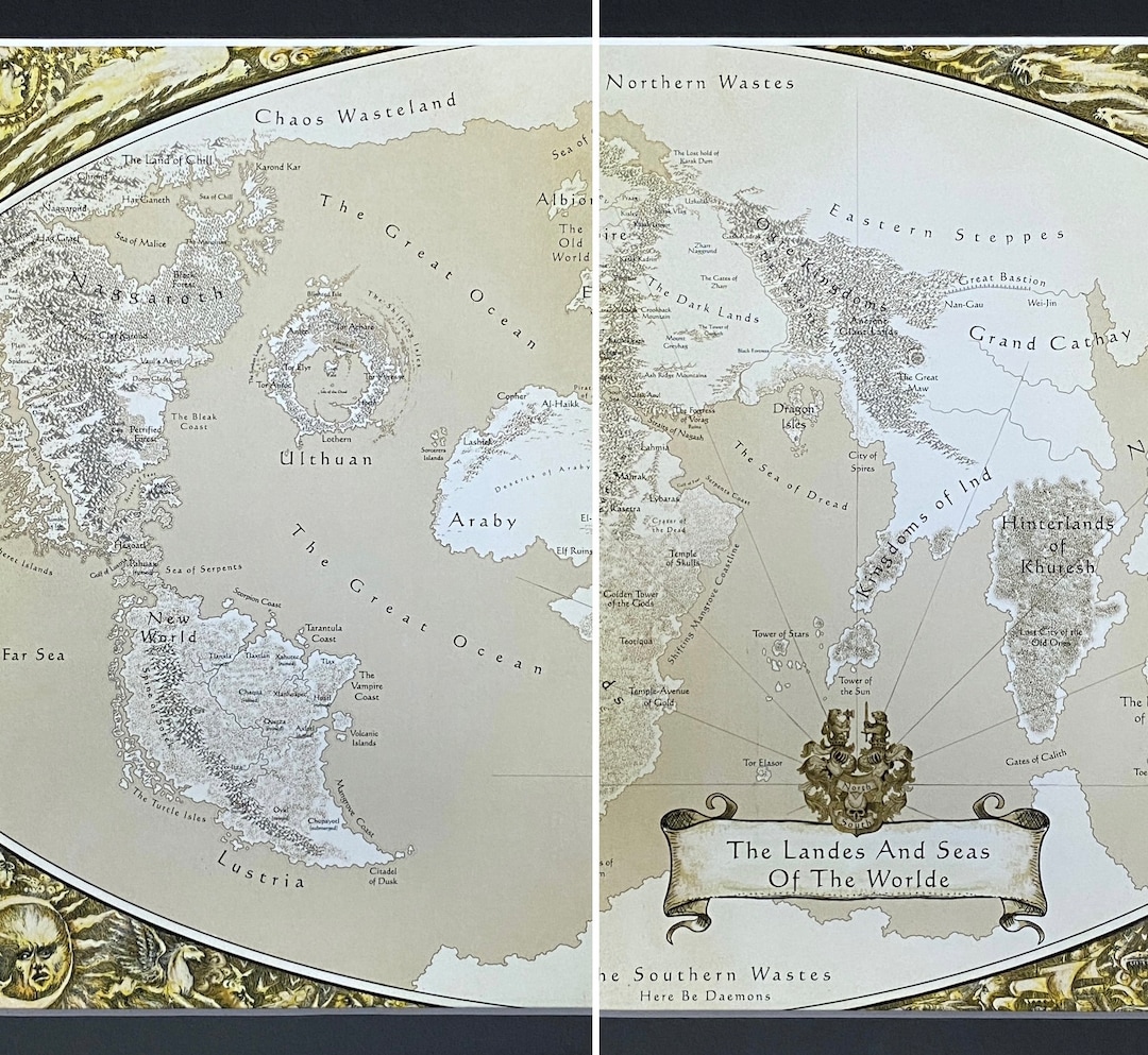 The Old World Map Framed Art AOS Games Workshop Warhammer Fantasy Age ...