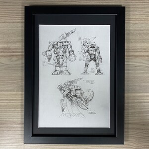 Imperial Knights Framed Art Jes Goodwin Sketch Adeptus Titanicus Robots ...
