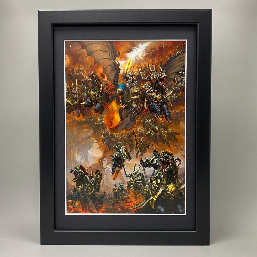 Archaon Everchosen and the Varanguard Framed Art. Chaos, Age of Sigmar ...