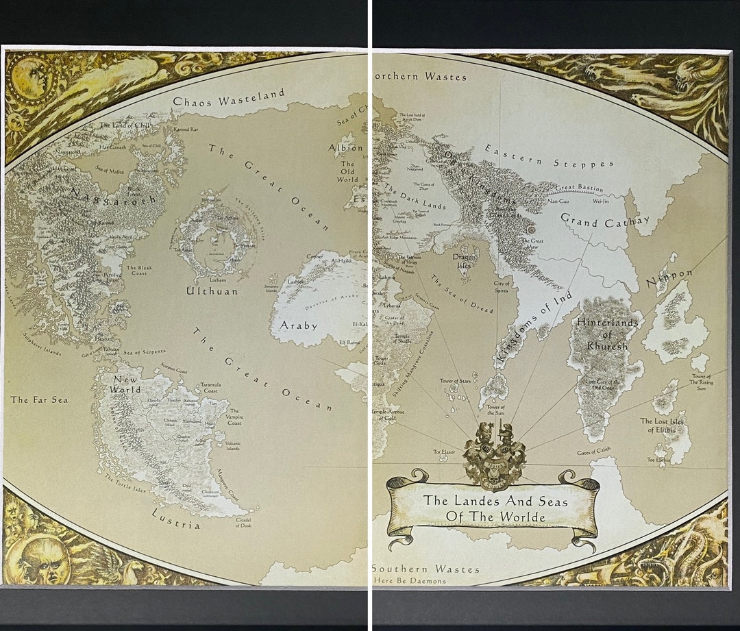 The Old World Map Framed Art AOS Games Workshop Warhammer Fantasy Age ...