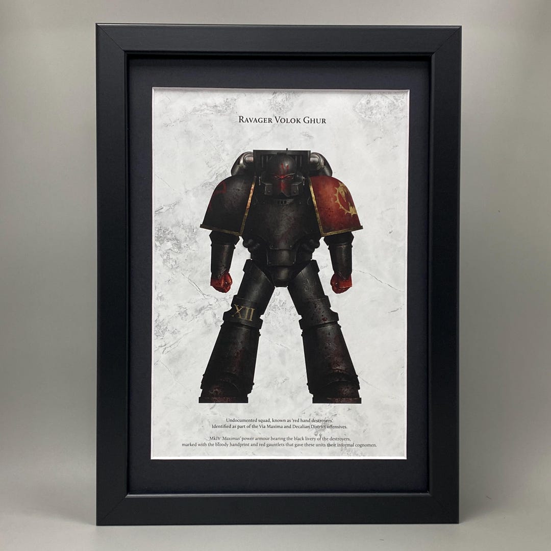World Eaters Framed Art. Ravager Volok Ghur, Red Hand Destroyers, Mk IV ...