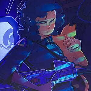 Framed Alien, Ripley and Jonesy Movie Art. 1979 Science Fiction Horror ...