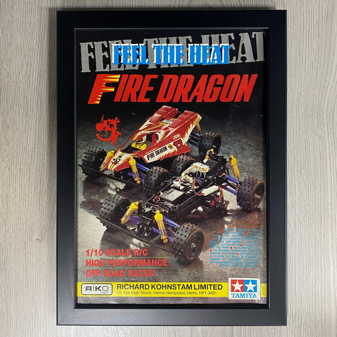 Framed Tamiya Fire Dragon, Vintage Radio Controlled Car Advertising ...
