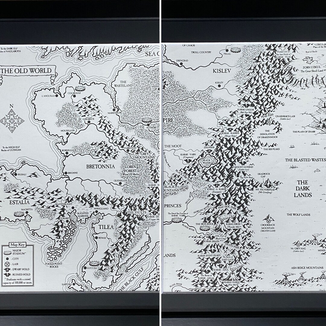The Old World Map Framed Art AOS Games Workshop Warhammer Fantasy Age ...