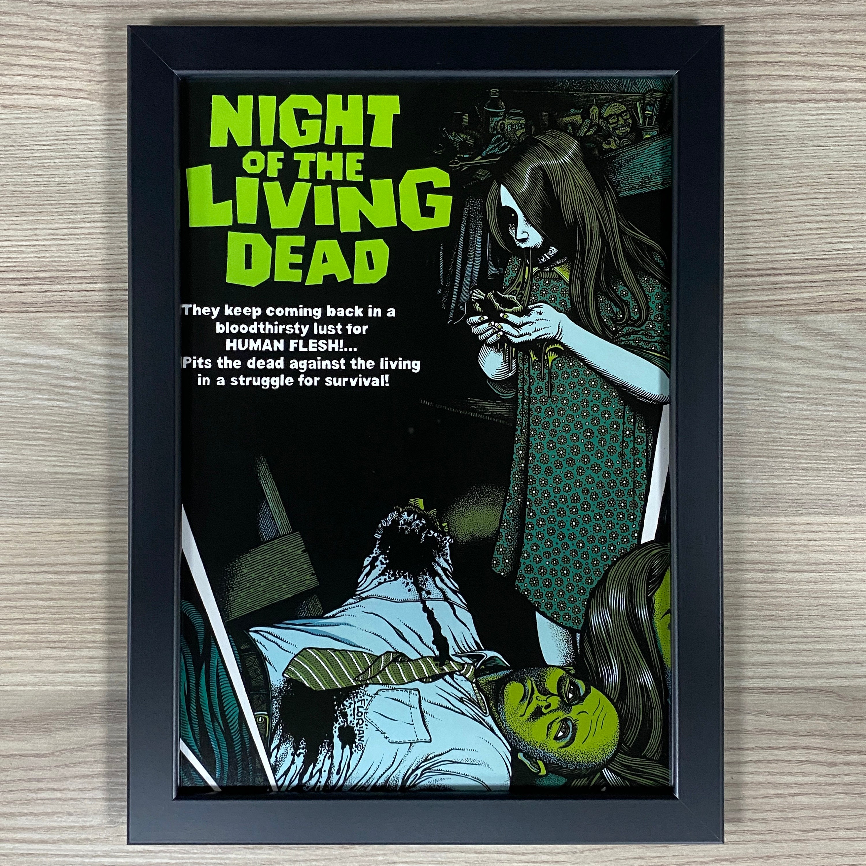 Night Of The Living Dead Framed Art Pulp Sci-Fi Horror Fantasy | Etsy