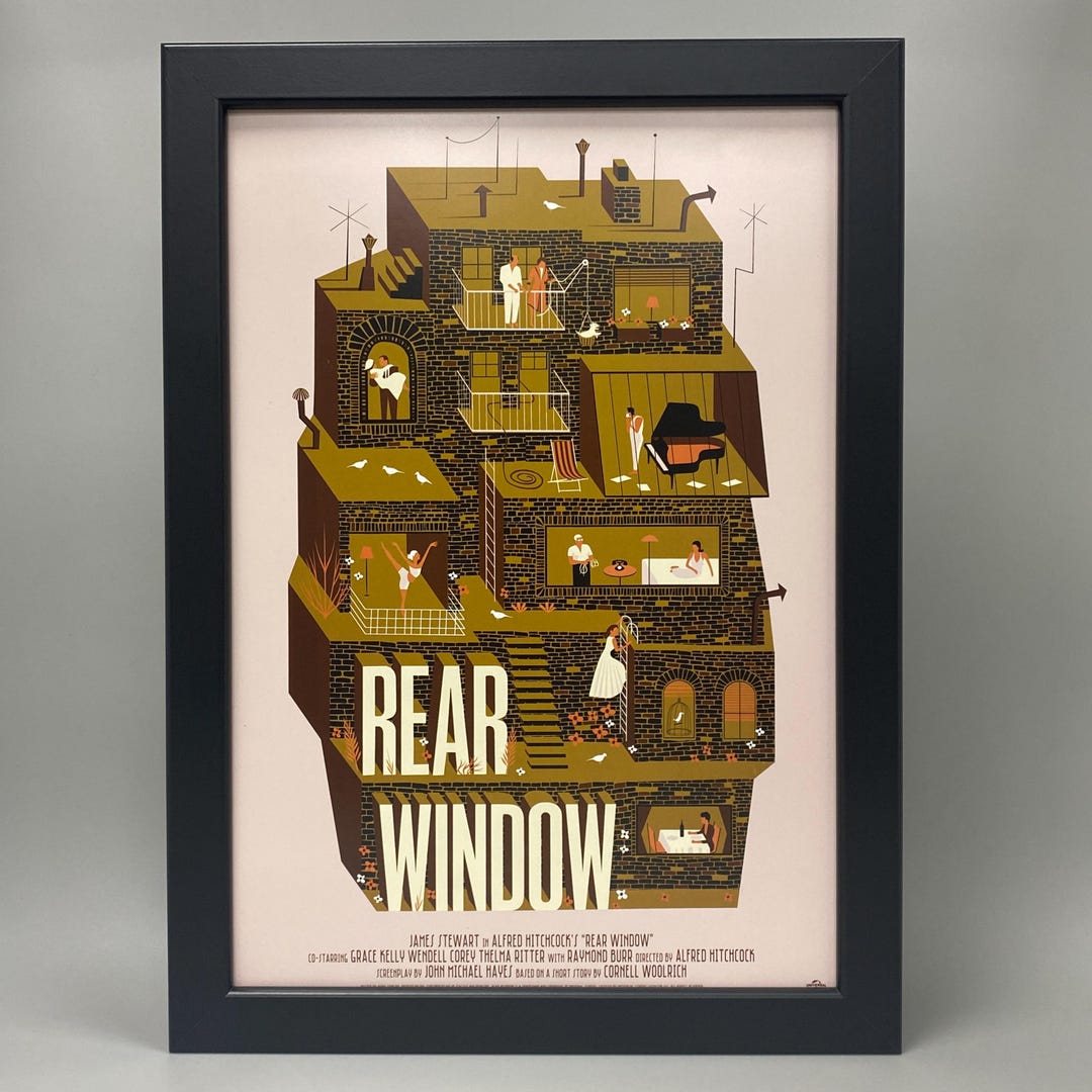 Ilustración de la película Rear Window enmarcada, dirigida por Alfred ...