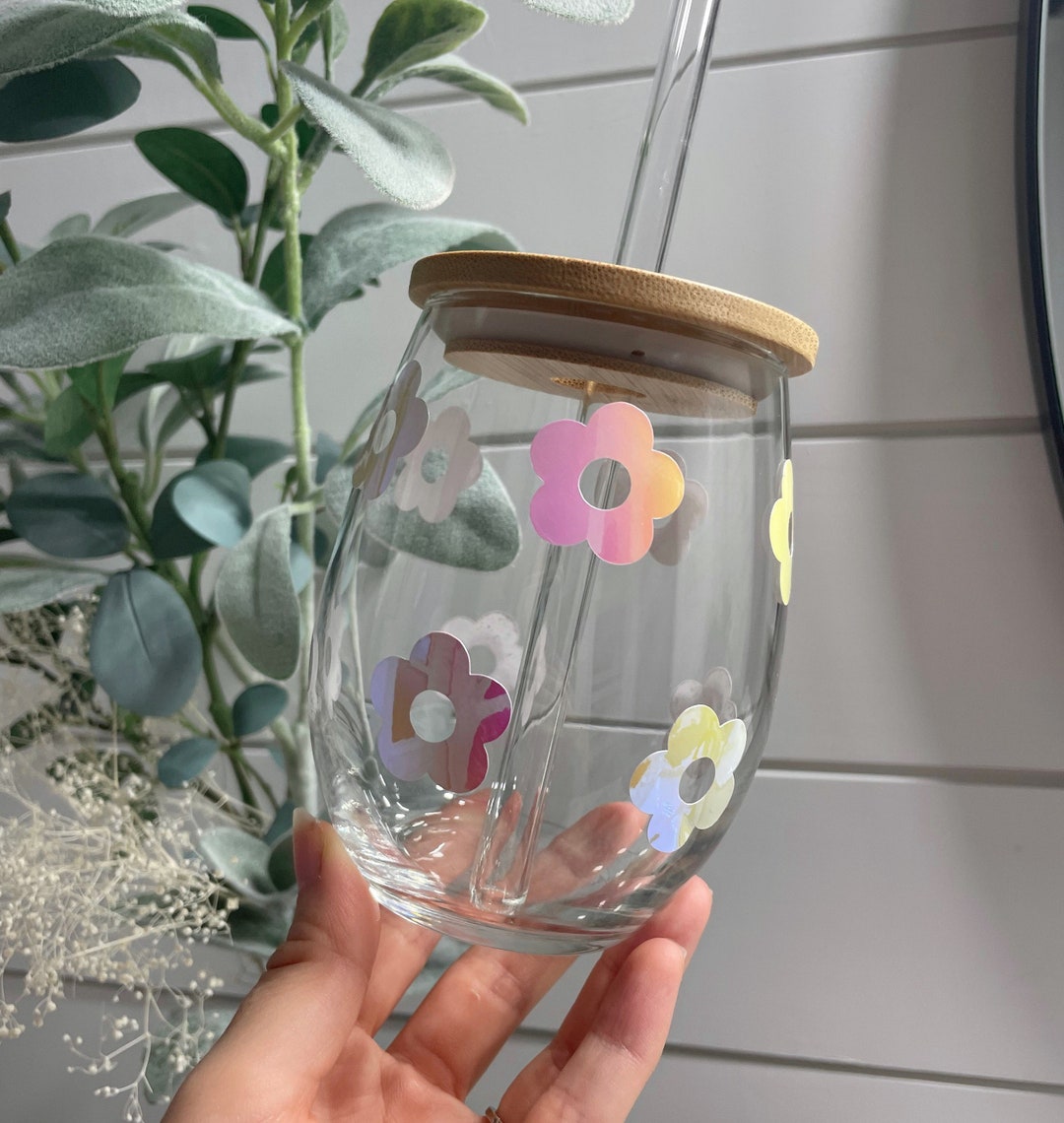 Cute Daisy Wine Glass, Wine Gifts, Stemless Wine Glass, Wine Glass With ...