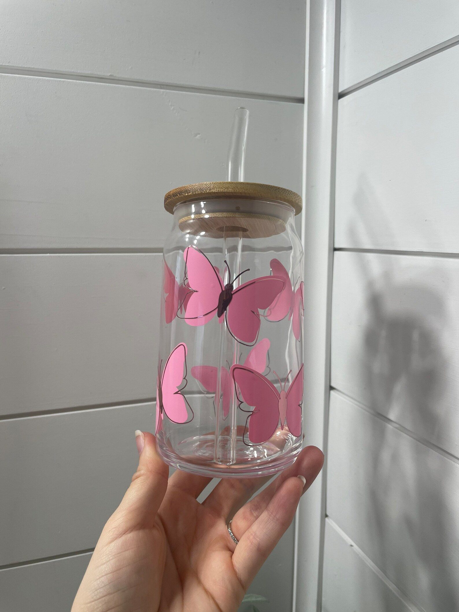 Butterfly Glass Cup, Spring Glass Cup, Butterfly Coffee Cup, Cute Glass ...