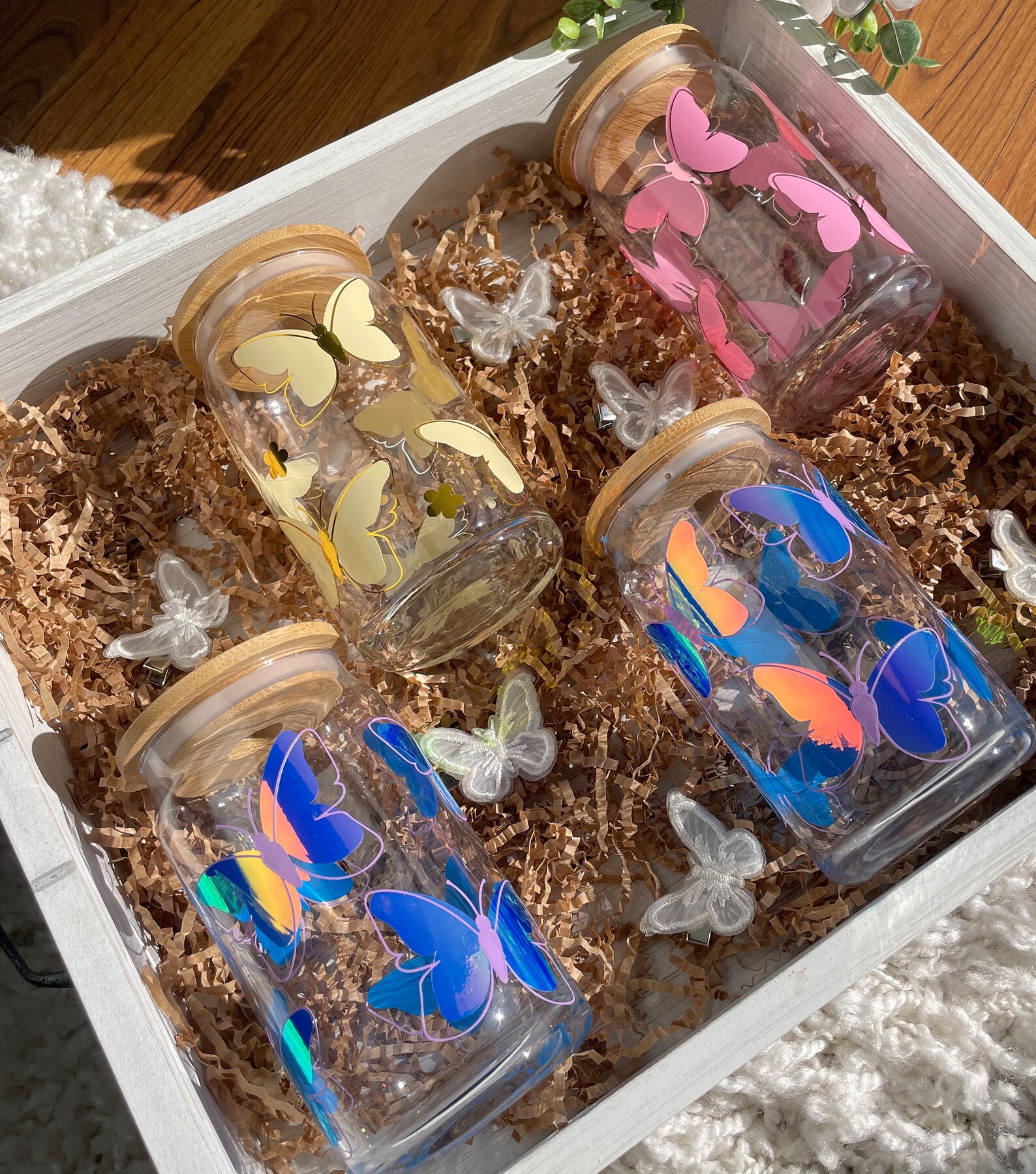 Butterfly Glass Cup, Spring Glass Cup, Butterfly Coffee Cup, Cute Glass ...