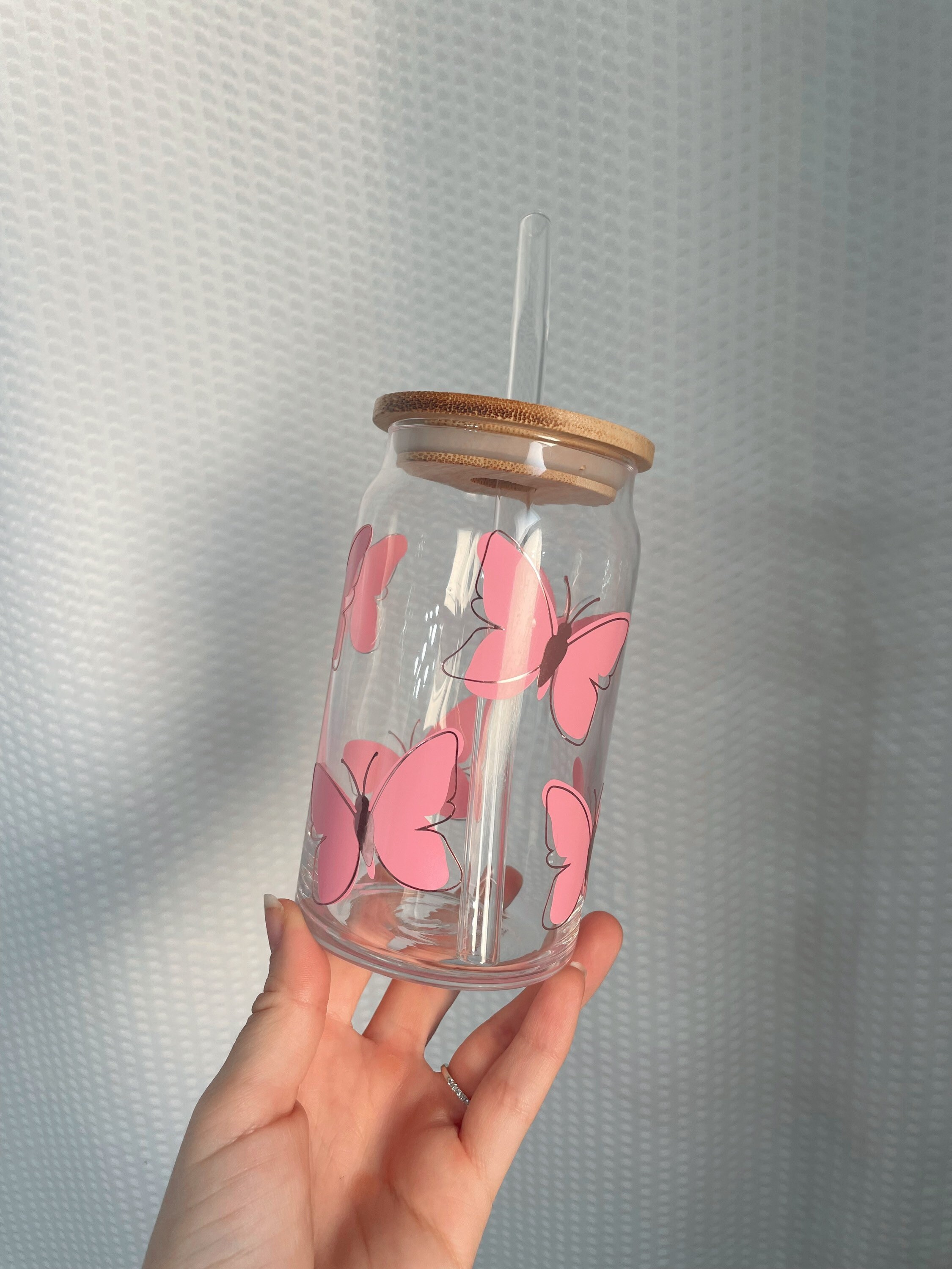 Butterfly Glass Cup, Spring Glass Cup, Butterfly Coffee Cup, Cute Glass ...