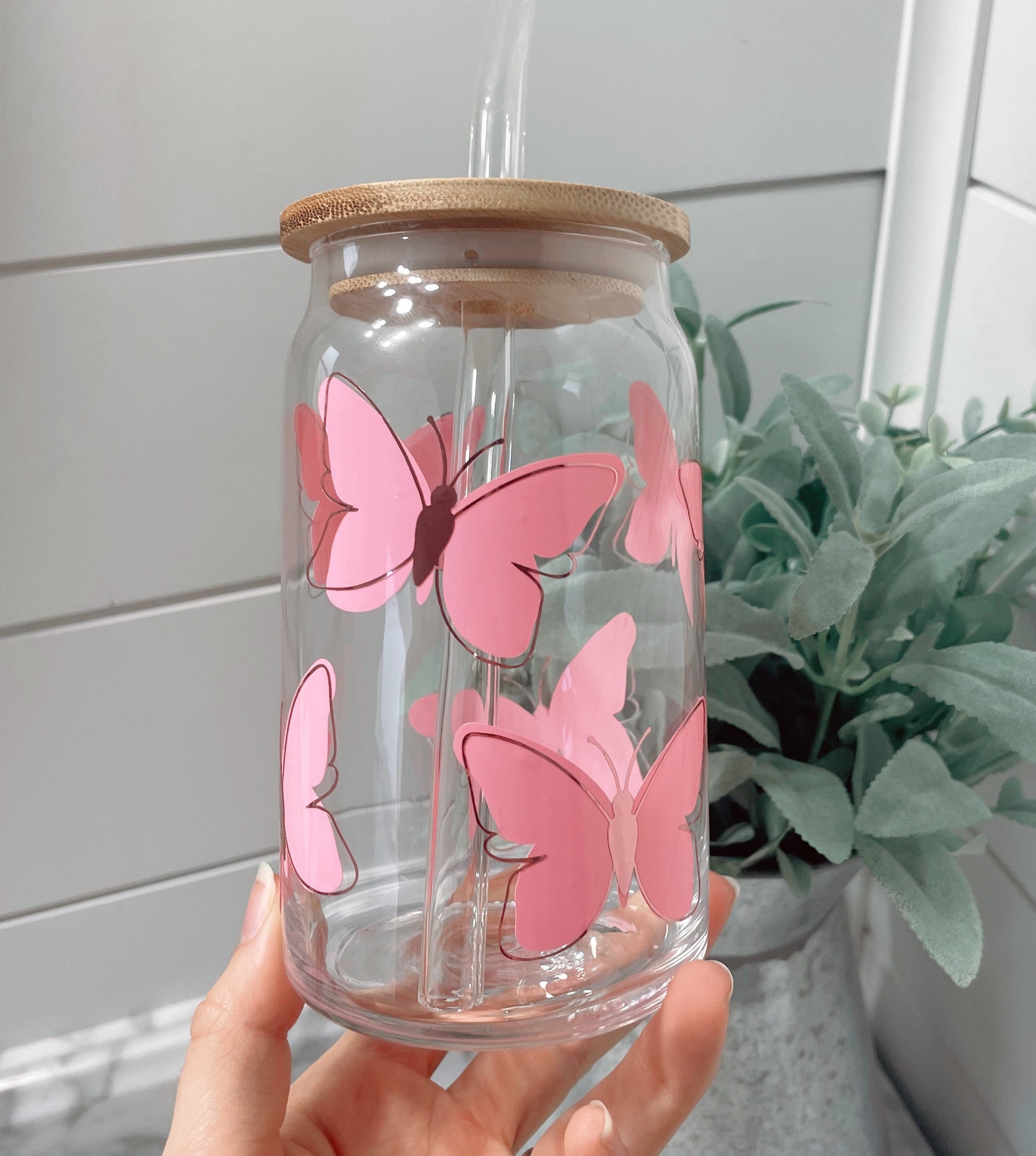 Butterfly Glass Cup, Spring Glass Cup, Butterfly Coffee Cup, Cute Glass ...